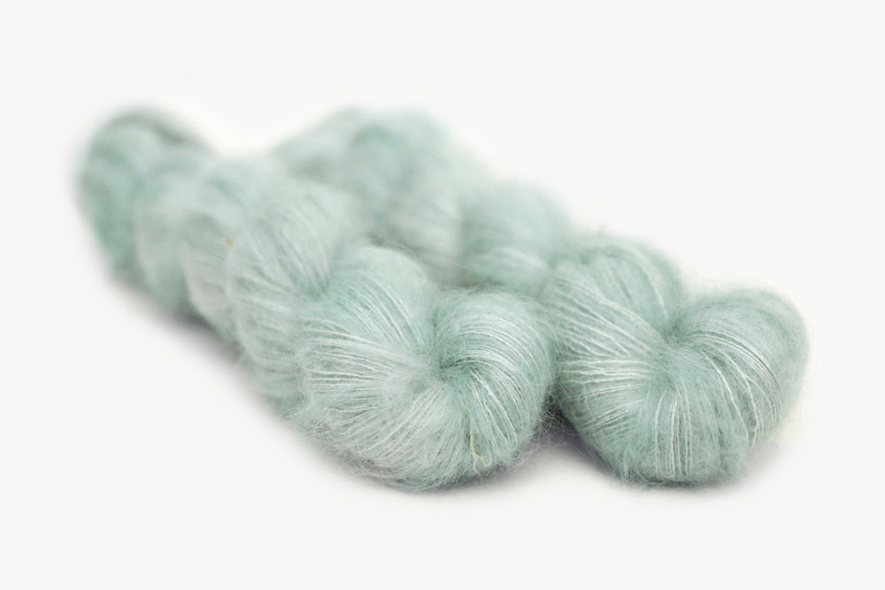 Agave Mohair Yarn | Silver Blue, Light Green | Hand Dyed Yarn