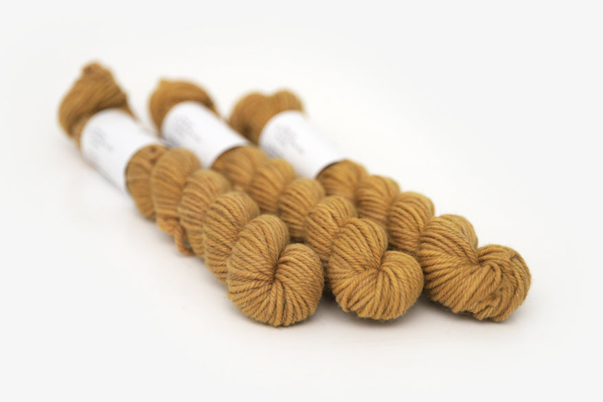 Ochre Hand Dyed Yarn | Mini Yarn Skeins | Light Brown, Tan Yarn