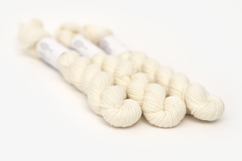 Snowshoe Hand Dyed Yarn | Mini Yarn Skeins | Cream Colored Yarn
